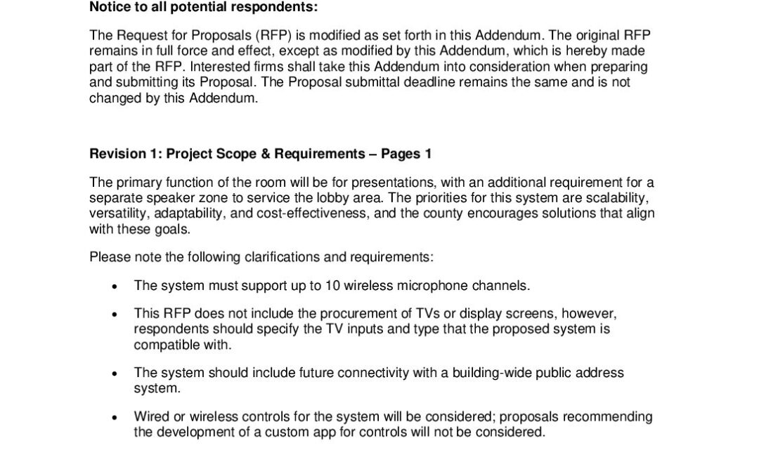 Addendum to RFP_AV for Training Room - Tuscaloosa County Alabama